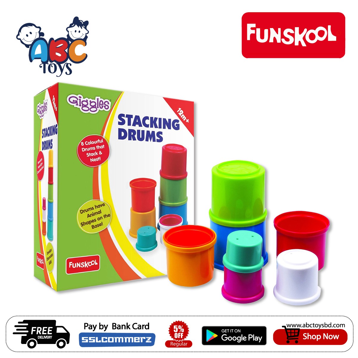 Funskool Giggles Stacking Drums – ABC TOYS