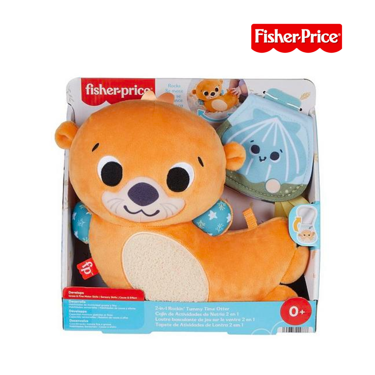 Fisher Price HXG96 2 In 1 Rockin’ Tummy Time Otter Plush Toy With Soft ...