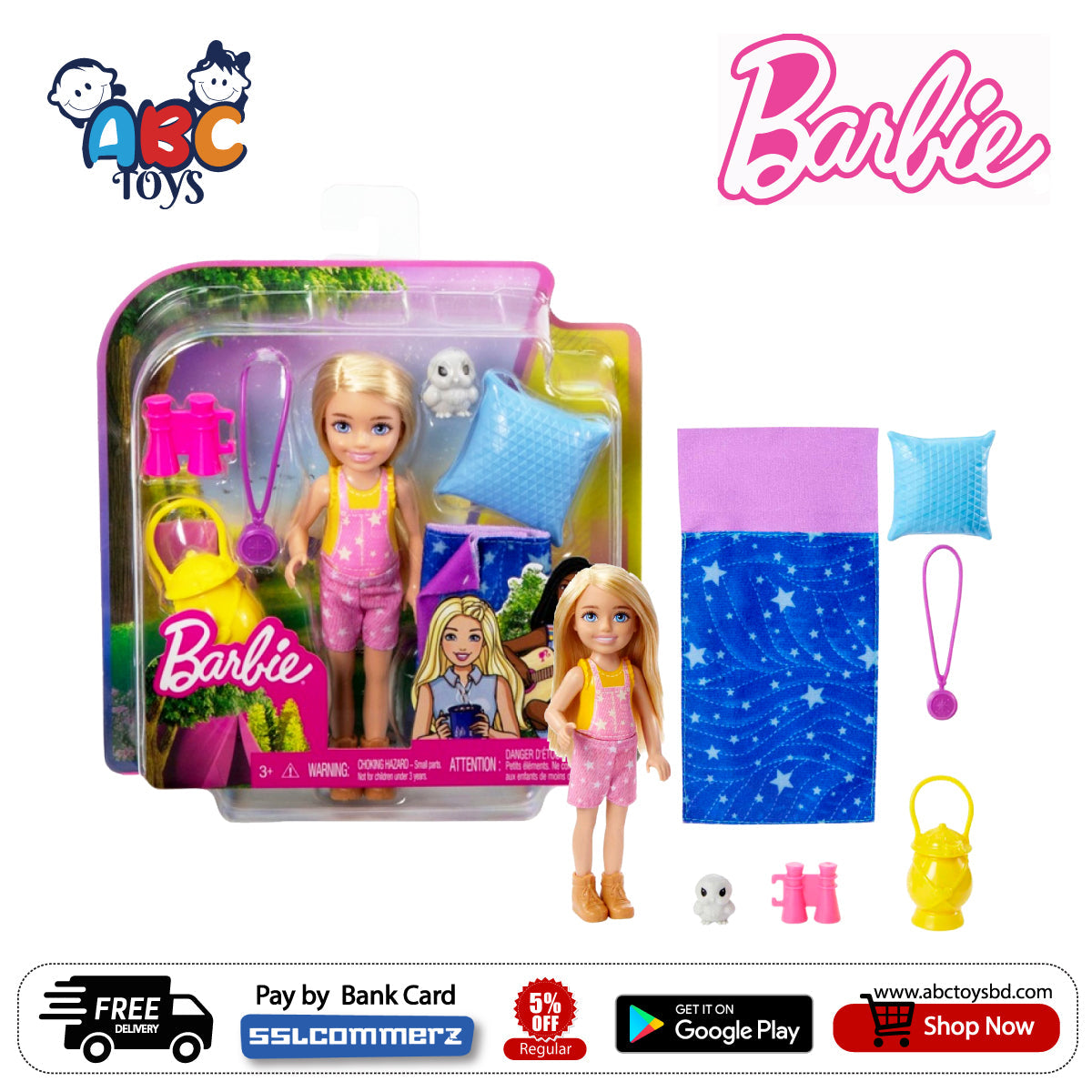 Barbie HDF77 Chelsea Camping Doll – ABC TOYS