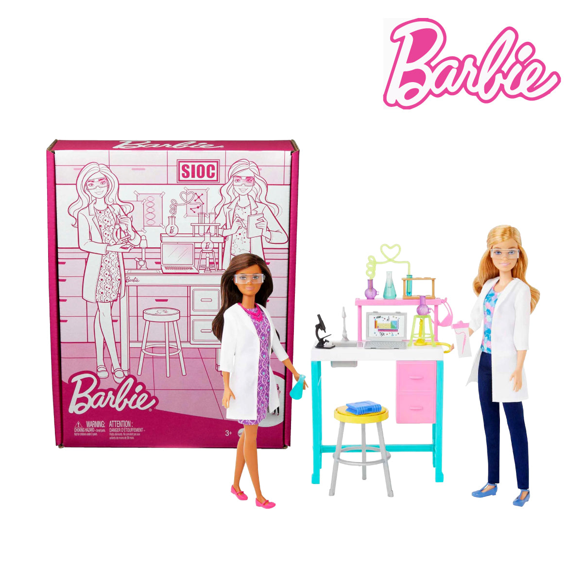 Barbie HJY95 Science Lab Playset With 2 Dolls, Lab Bench And Accessori ...