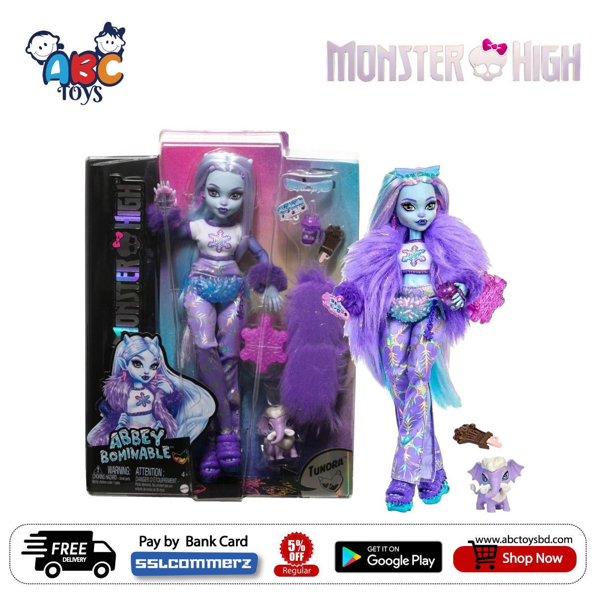 Monster High HNF64 Doll, Abbey Bominable Yeti Fashion Doll With Access ...