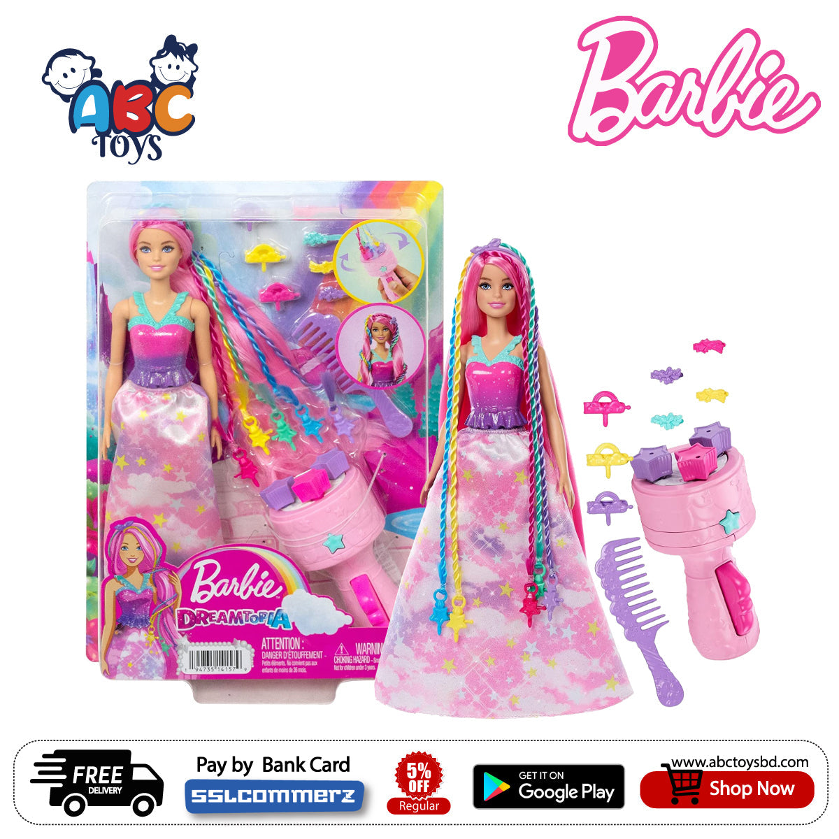 Barbie HNJ06 Dreamtopia Twist ‘n Style Doll – ABC TOYS