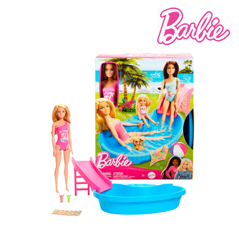 Barbie HRJ74 Doll And Pool Playset with Pool, Ages 3+ – ABC TOYS