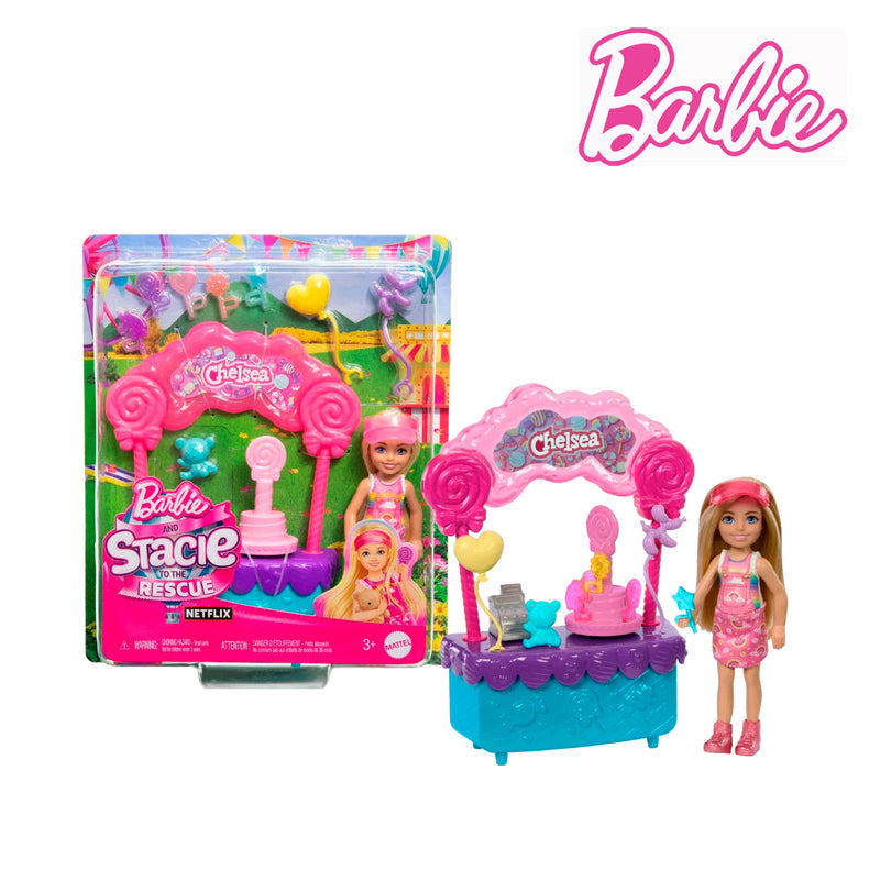 Barbie HRM07 Chelsea Doll & Lollipop Stand with10-Piece Toy Playset, A ...