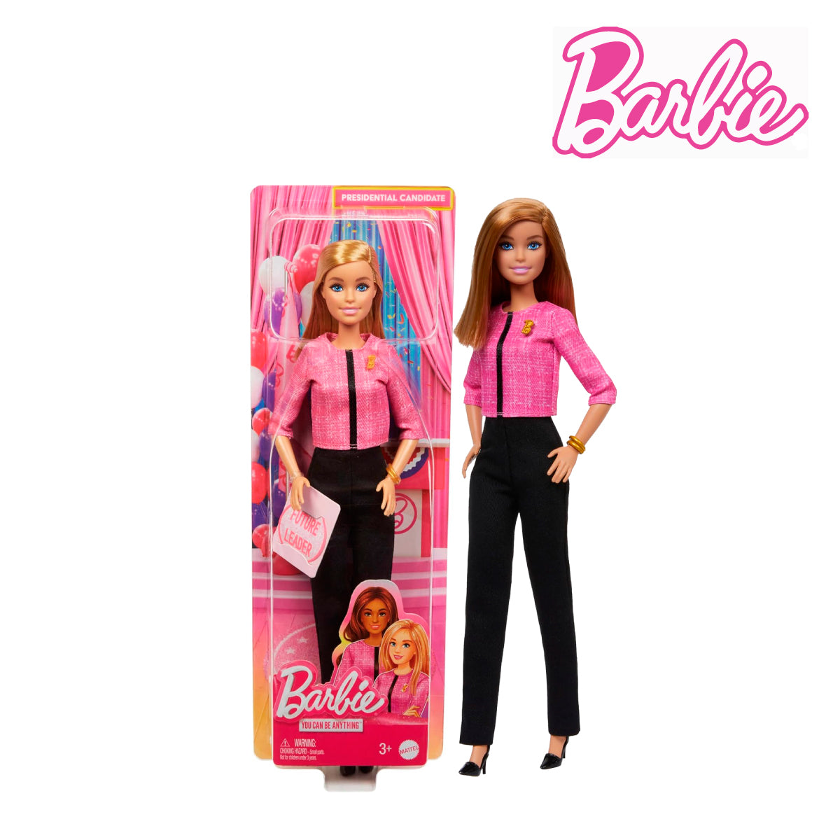 Barbie HXN96 Future Leader Blonde Doll Wearing Outfit With 2 Golden Br ...