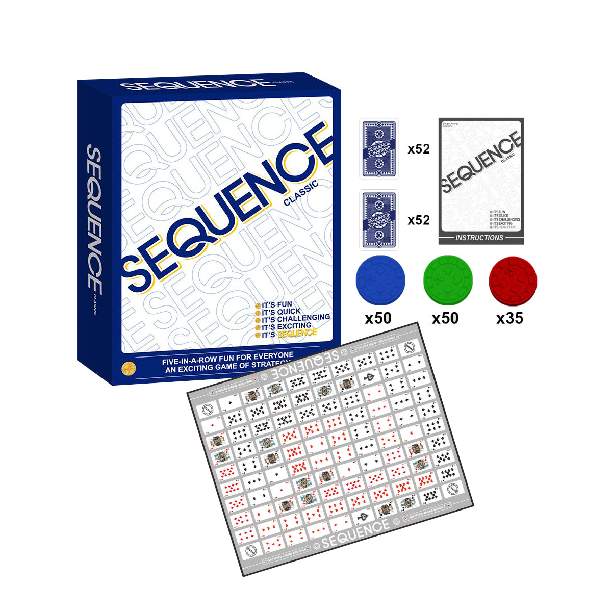 Toybliss SEQUENCE CLASSIC Board Game (8002B), Ages 7+ – ABC TOYS