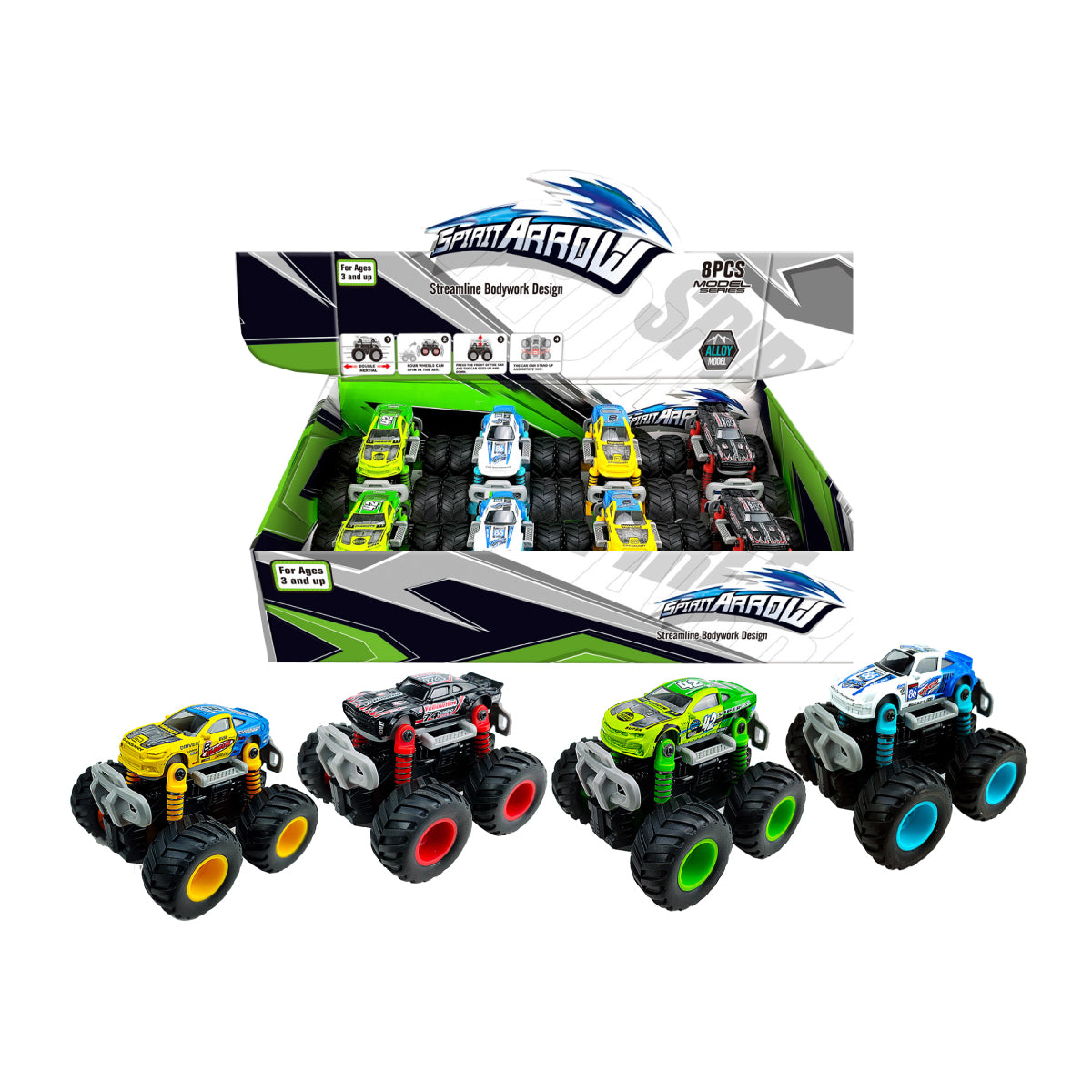 Toybliss SPIRIT ARROW Inertia Monster Cars (904), Ages 3+ – ABC TOYS